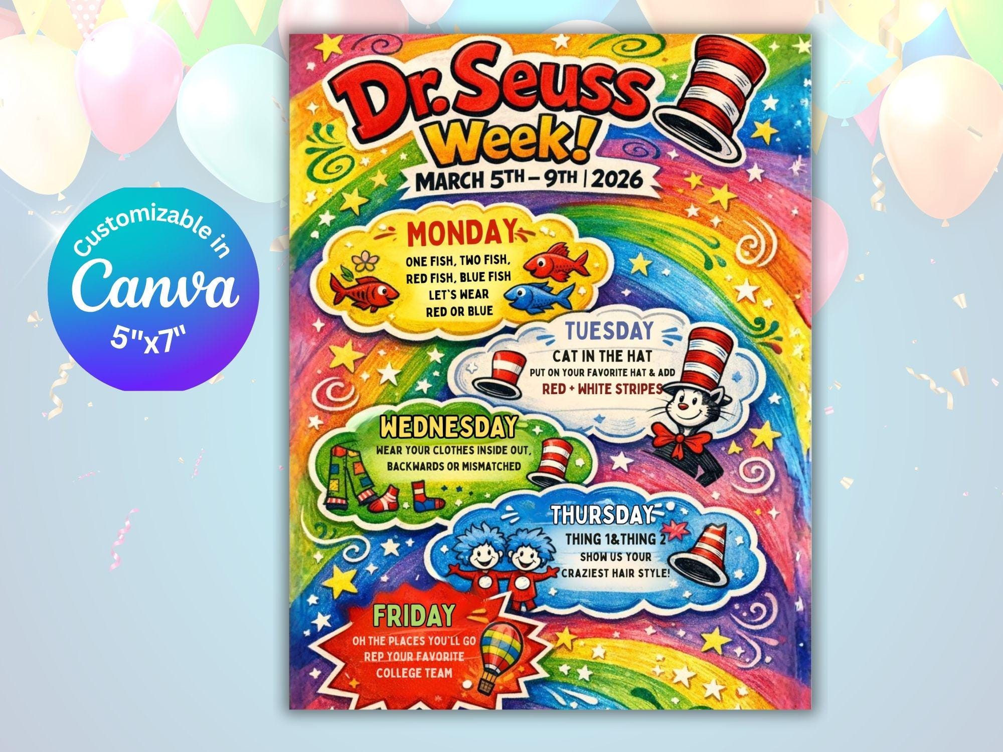 Editable Dr. Seuss Template | School Reading Flyer | Printable ...