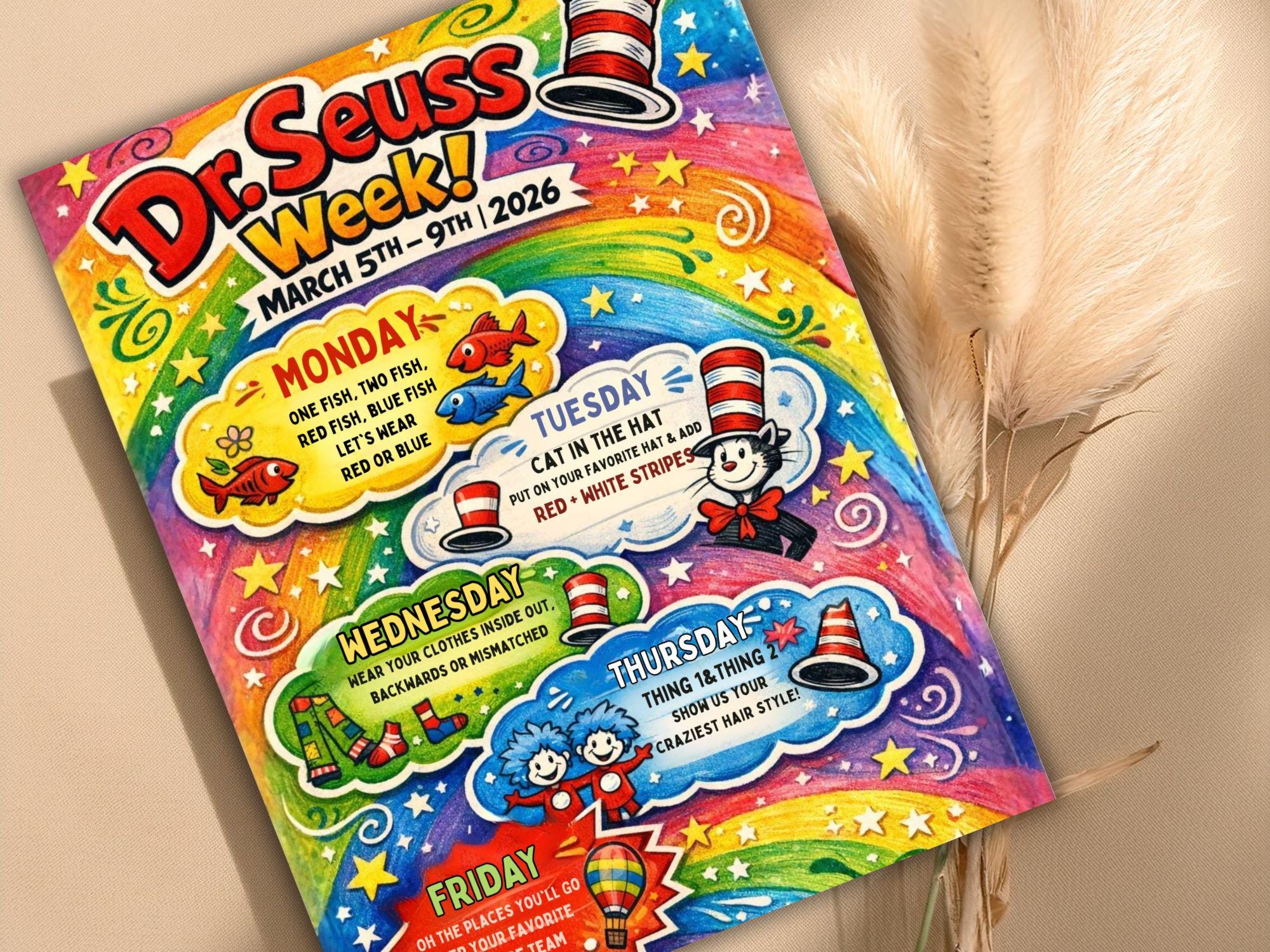 Editable Dr. Seuss Template | School Reading Flyer | Printable ...