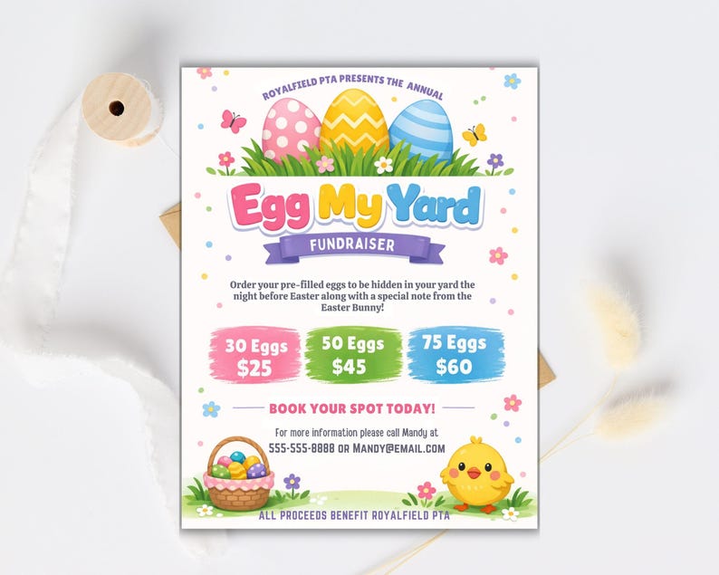 DIY Egg My Yard Flyer: Editable Easter Fundraiser Template (canva ...
