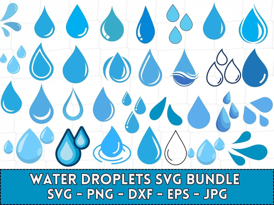 Water Drops SVG Bundle: Rain, Splash, Droplet Clip Art (digital ...