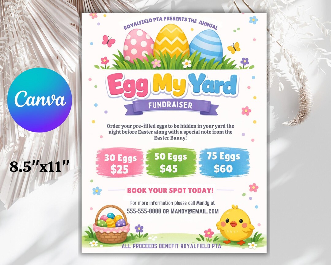 DIY Egg My Yard Flyer: Editable Easter Fundraiser Template (canva ...
