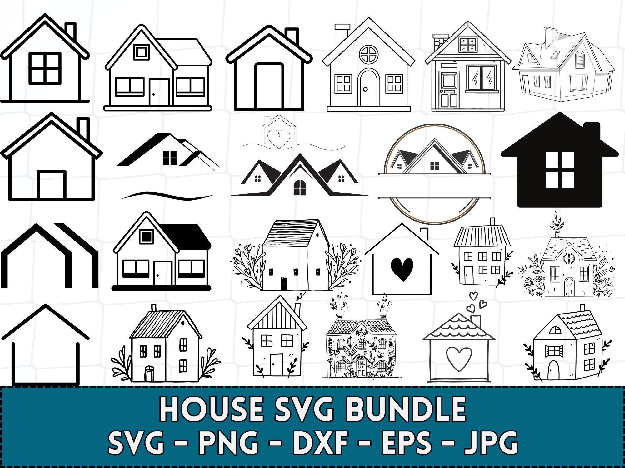 Little House Svg Bundle, Roof House Svg, House Outline Svg, Floral ...