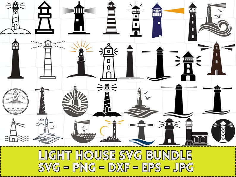 Lighthouse SVG Bundle: Nautical Clipart, Maritime Cut Files (digital ...