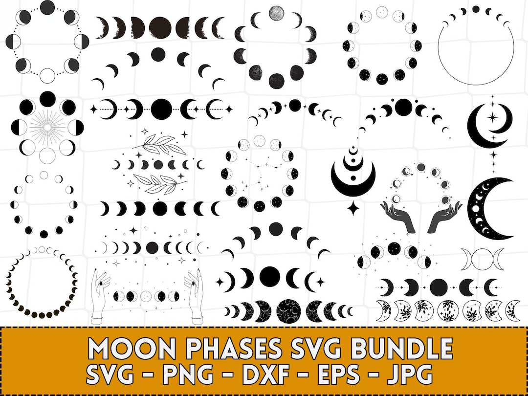 Moon Phase SVG Bundle: Lunar Crescent Cut Files (digital Download) - Etsy