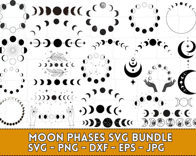 Moon Svg Bundle, Moon Phase SVG Png, Lunar Phases Svg, Moon Phase Clip ...