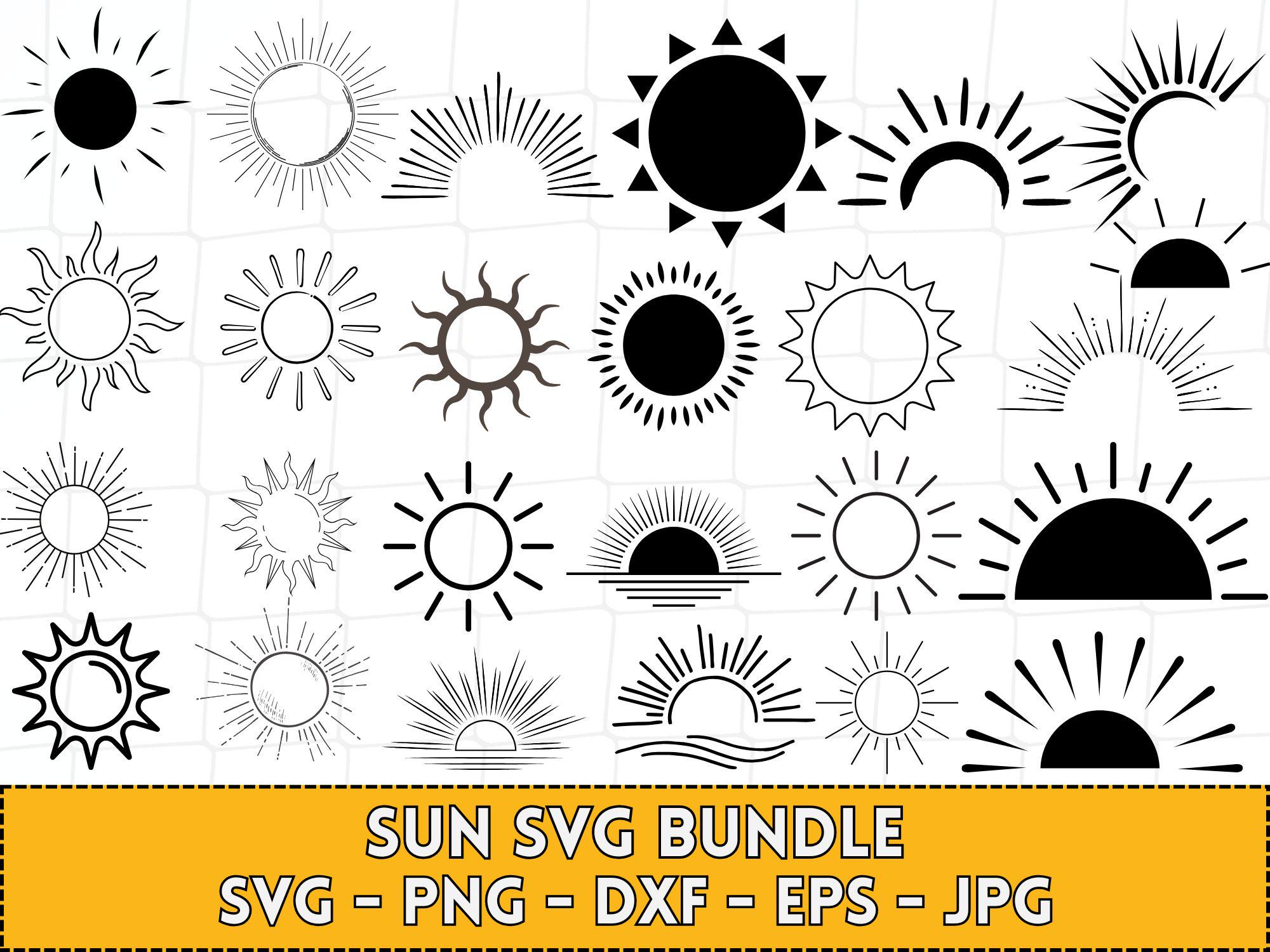 Sun Svg, Sunrise Svg, Sun Svg Bundle, Half Sun Svg, Boho Sun Svg, Sun ...