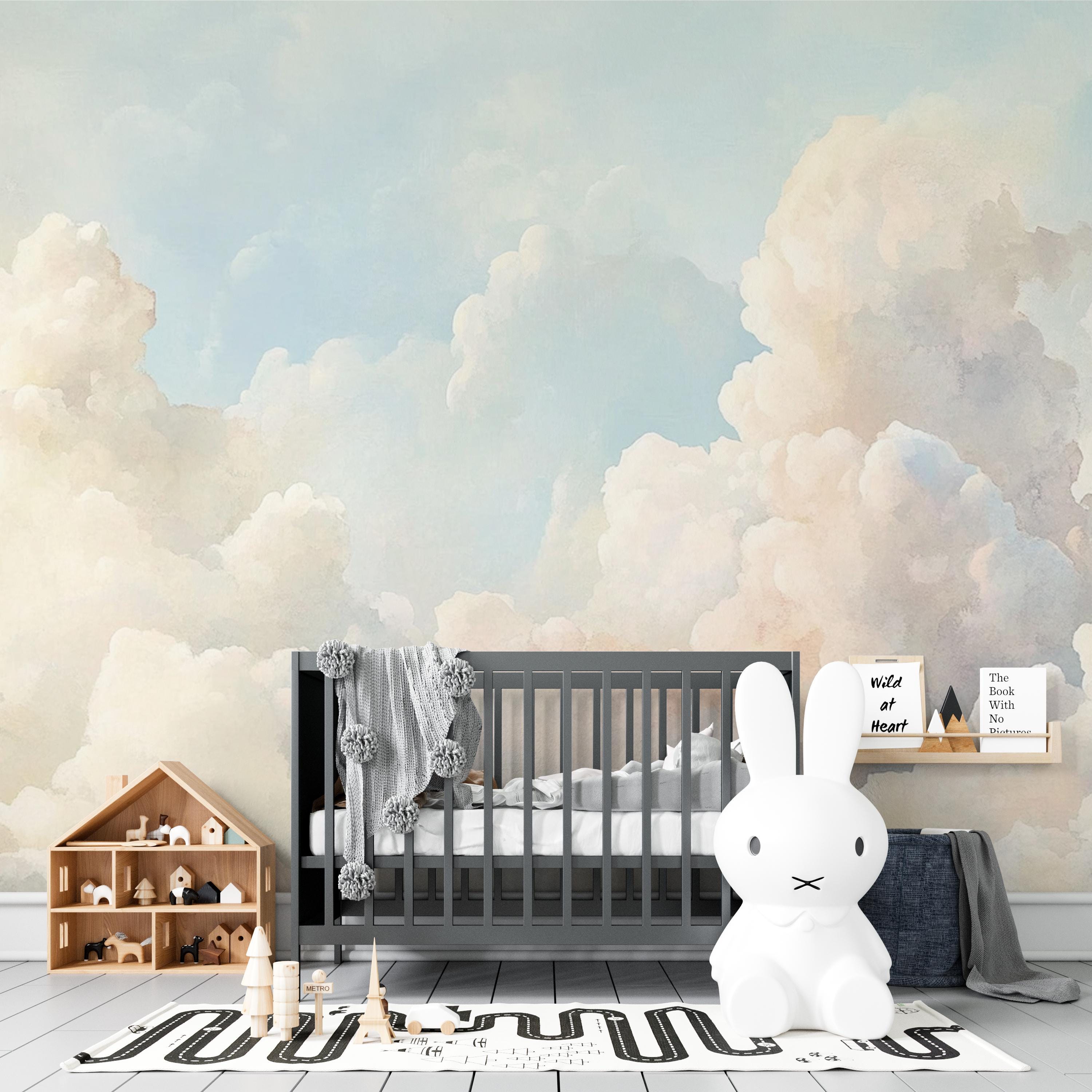 Celestial Calm | Cloud Wall Mural | Watercolor Sky Wallpaper | Dreamy ...