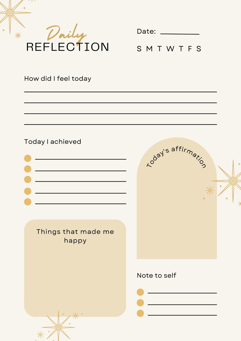 Daily Reflection Journal – Printable Mindset & Gratitude Planner - Etsy