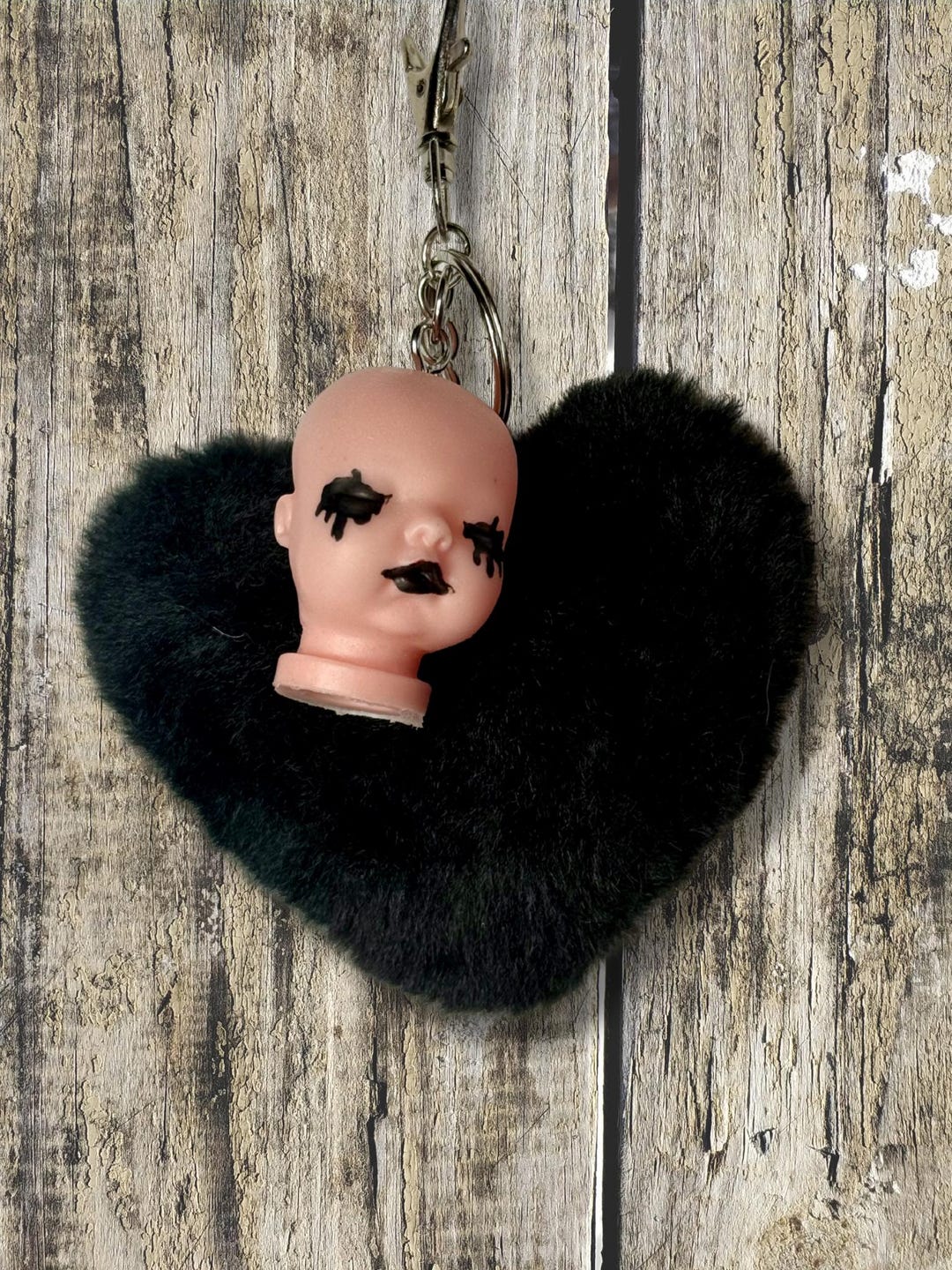 Goth Baby Keychain With Heart Puff - Etsy