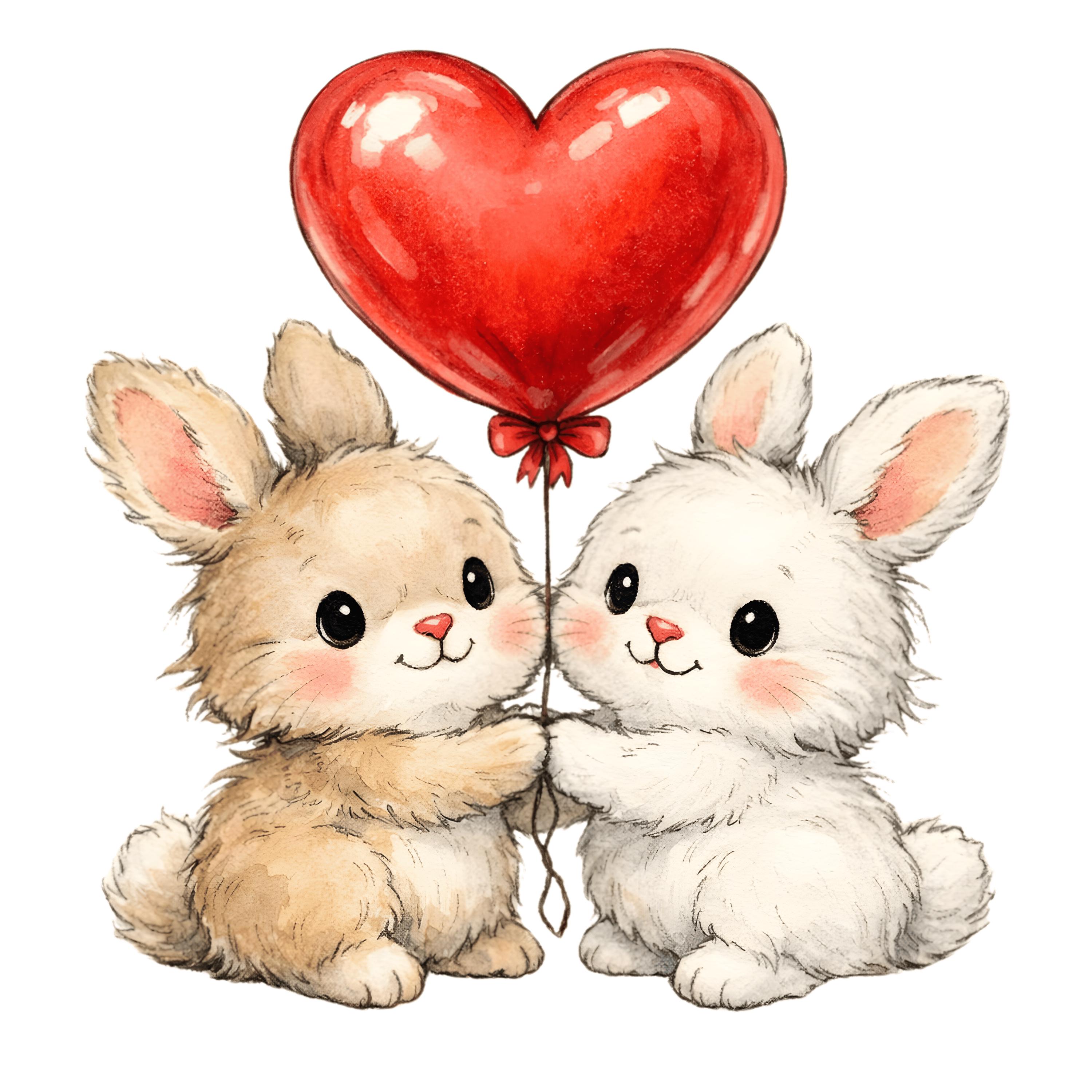 21 Valentine Animal PNG Bundle | Cute Love Animals Clipart | Watercolor ...