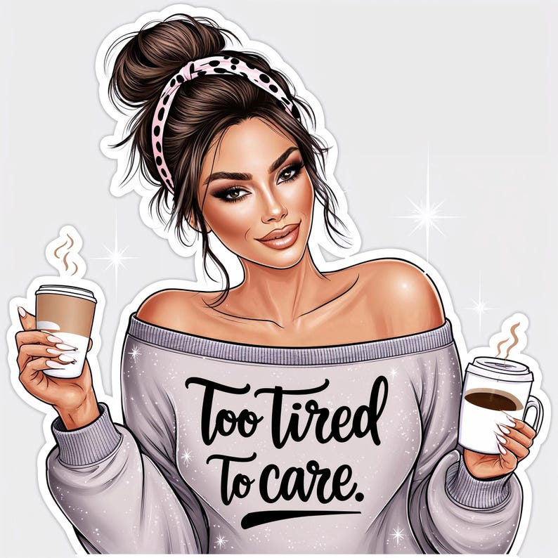 Sassy Girl Clipart Stickers: Fashion Quotes PNG Bundle (digital ...