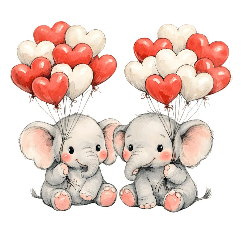 21 Valentine Animal PNG Bundle | Cute Love Animals Clipart | Watercolor ...