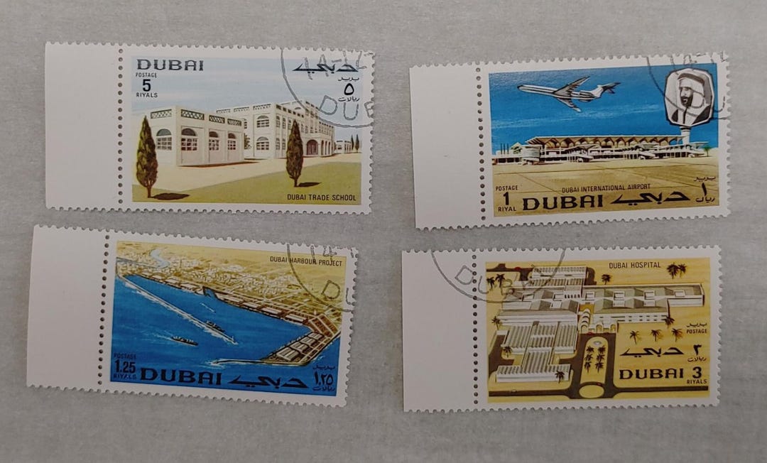 Dubai Stamps, 1970 Lot of 4, Large Left Margins on All, CTO - Etsy