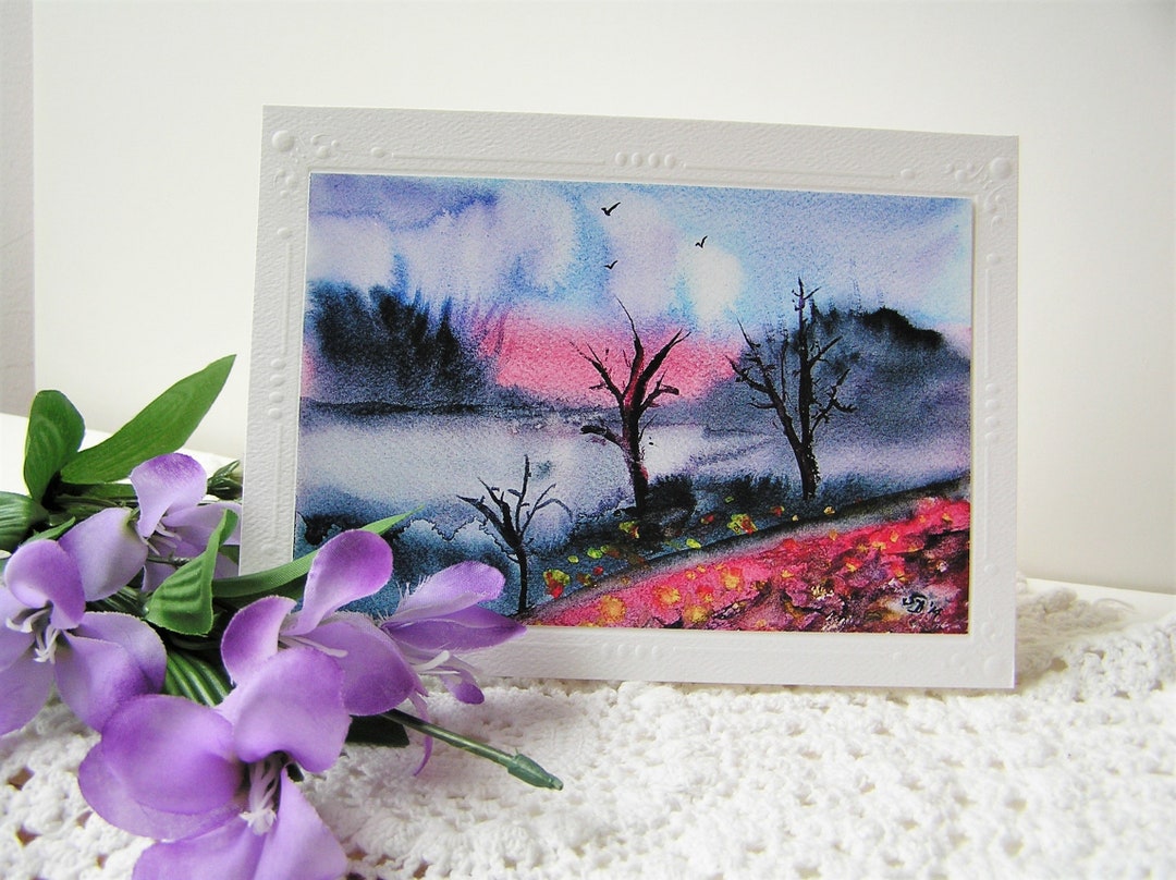 Early Morning, Blank Card Write Your Own Msg. Misty Morning Flowers ...