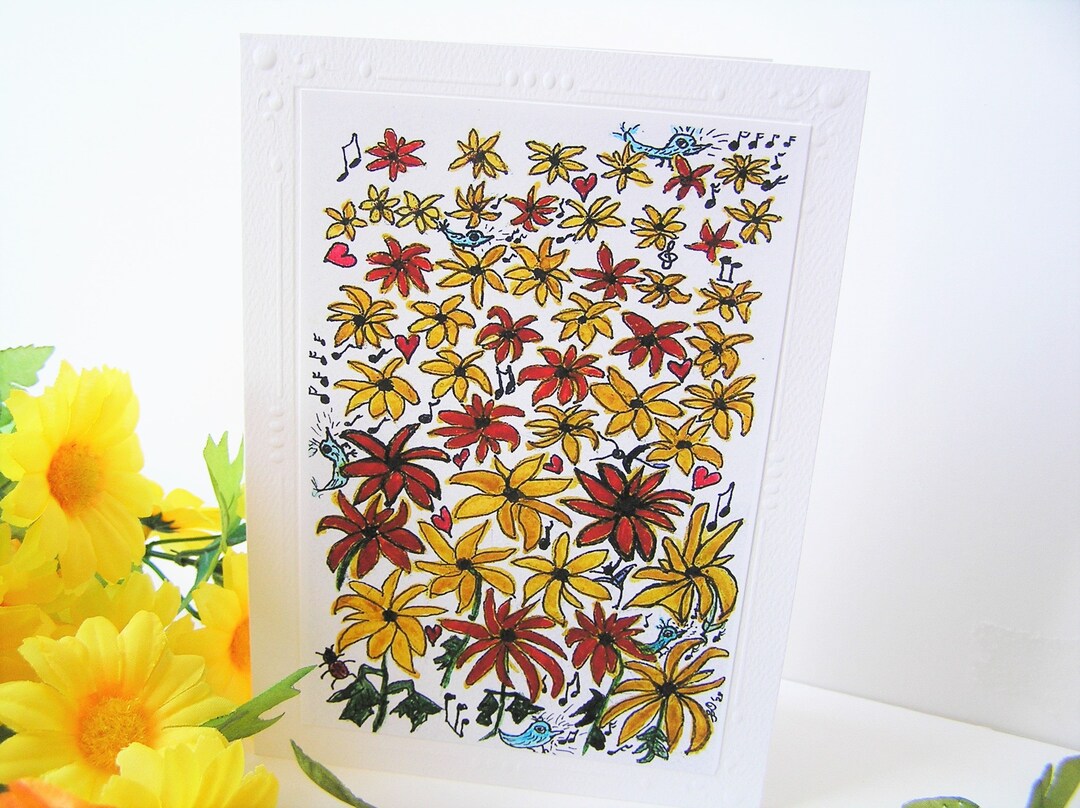 Spring Symphony Blank Card Write Your Own Msg. Flowers Birds ...