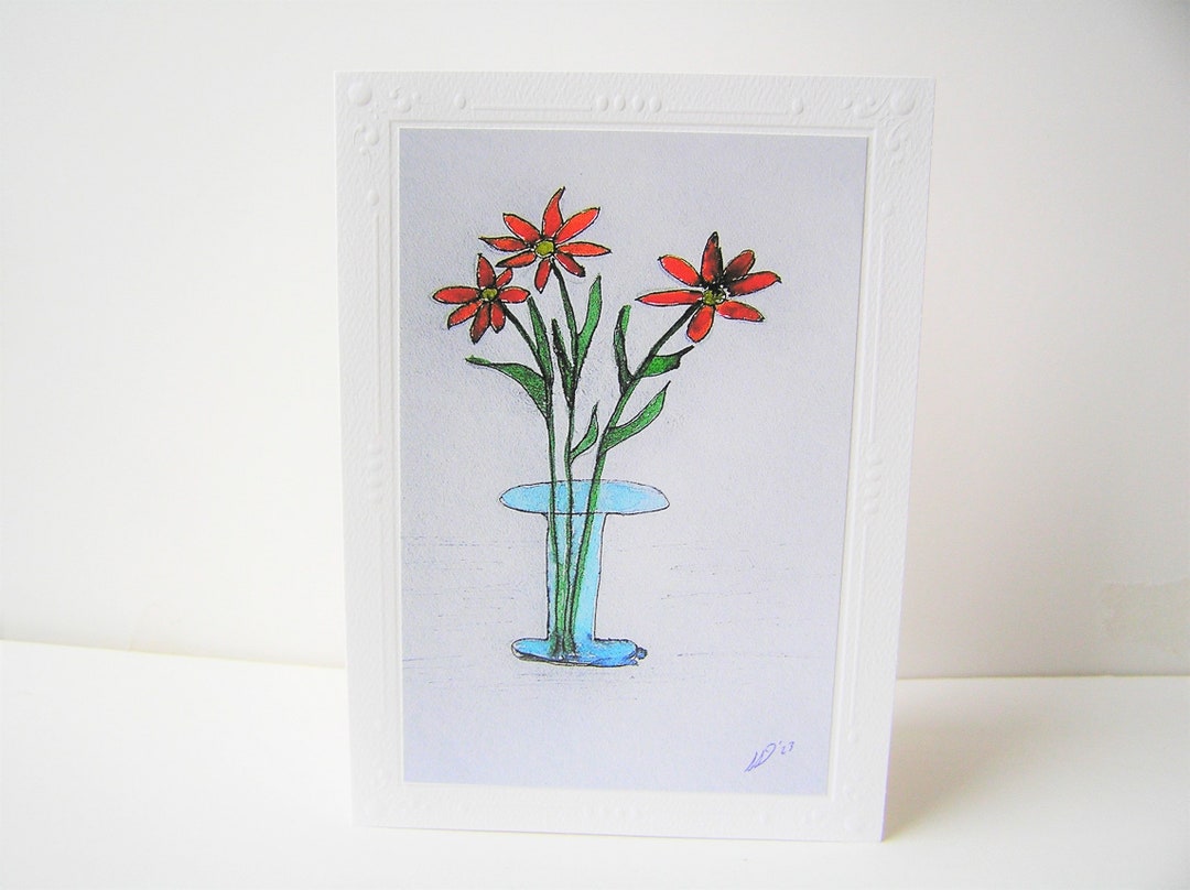 The Thinker, Blank Card Write Your Own Msg. Orange Flower Friendship ...