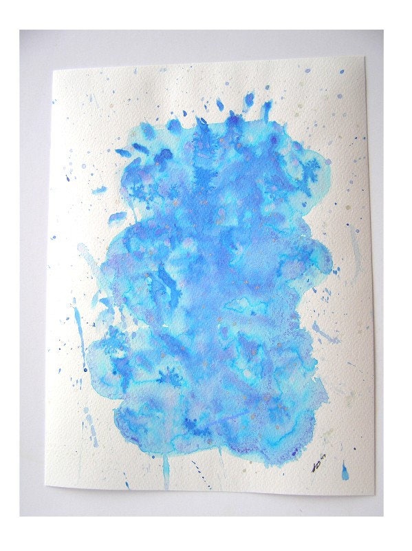 Blue Abstract Bahama Blues Ink Painting Wall Art Home Decor Office ...