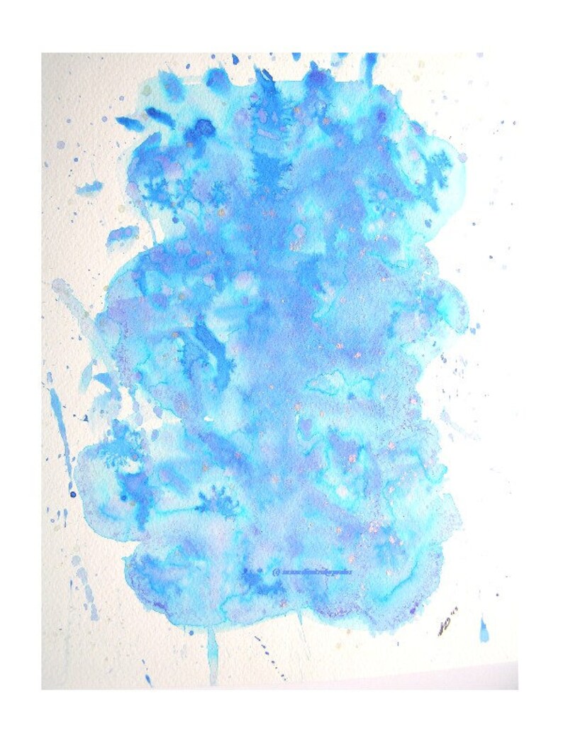 Blue Abstract Bahama Blues Ink Painting Wall Art Home Decor Office ...
