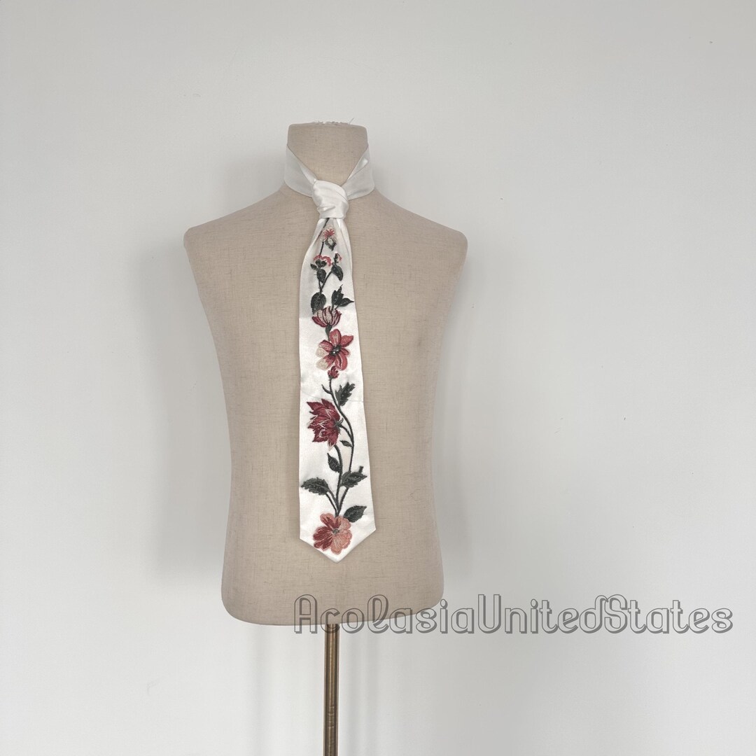 Wildflower Wedding Necktie, Burgundy Floral Groom Ties for Men,forest ...