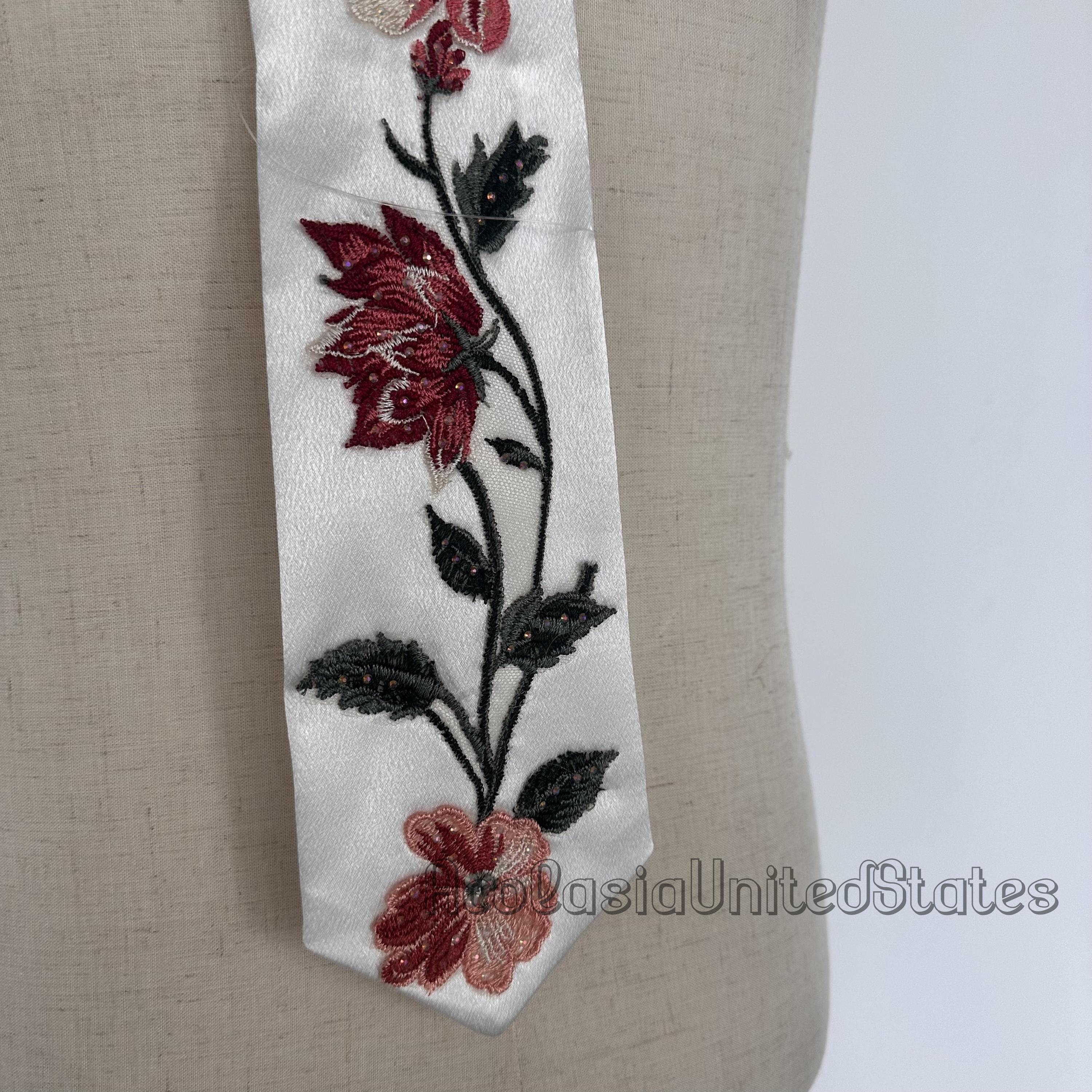 Wildflower Wedding Necktie, Burgundy Floral Groom Ties for Men,forest ...