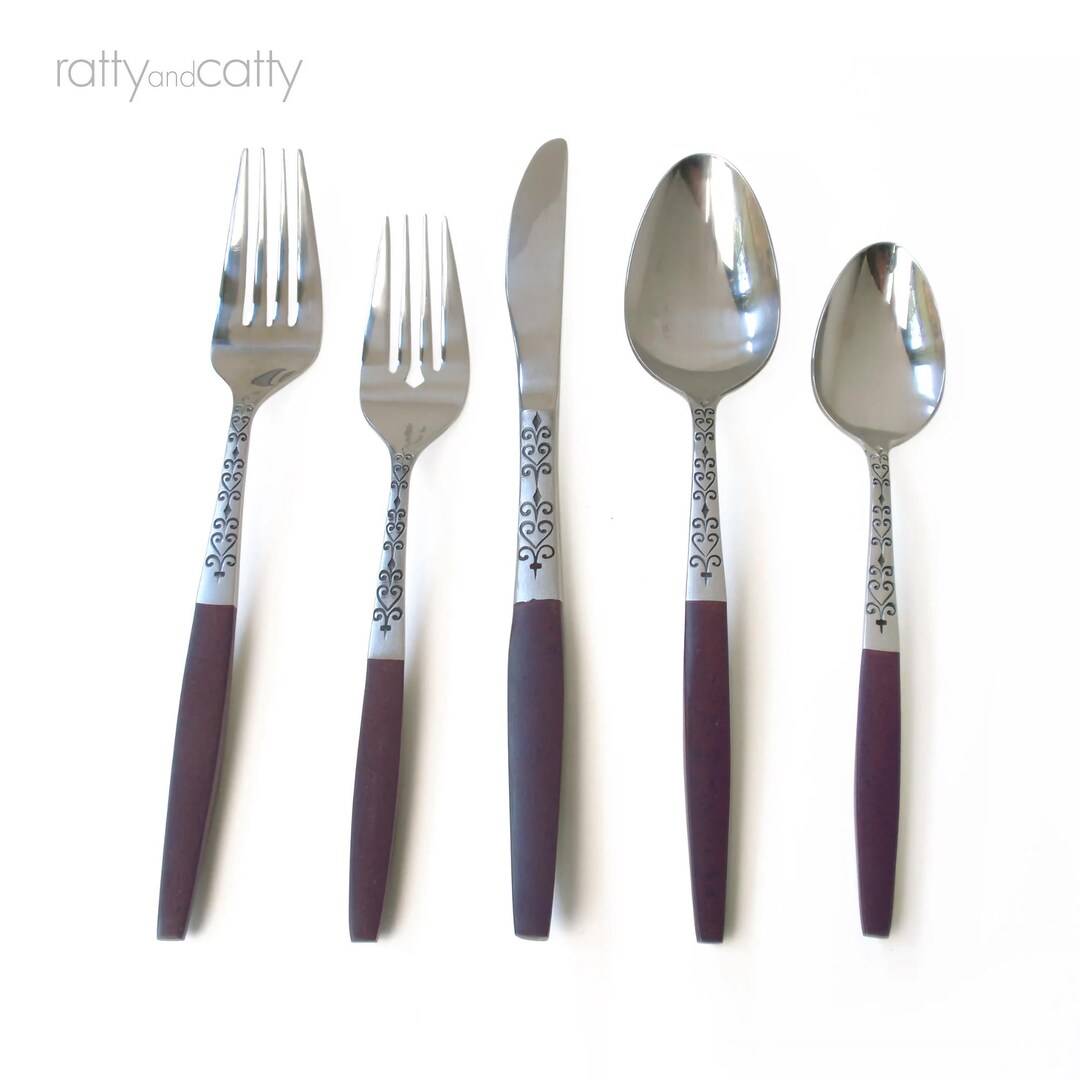 Mid Century Modern Interpur Stainless Flatware 5 Piece Place Setting ...