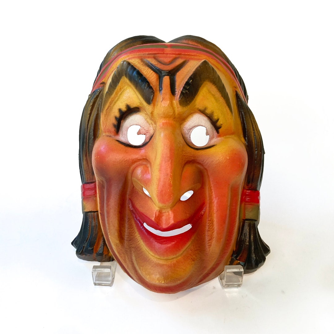 Vintage 1960s Halloween Mask Indian - Etsy