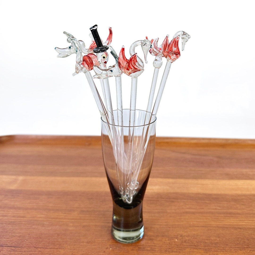 Vintage Glass Swizzle Sticks Group of 8 - Etsy