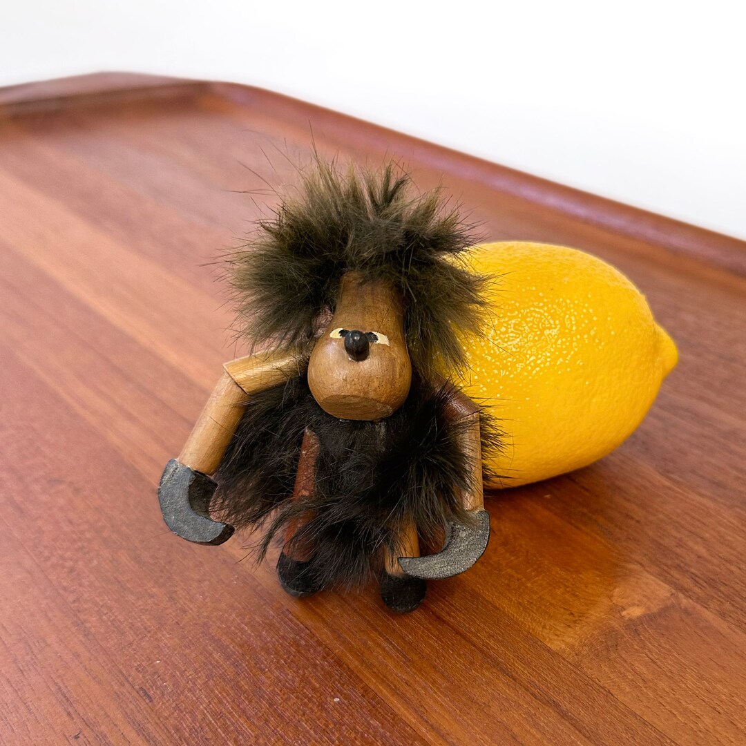 Mid-century Modern Teak Monkey Furry Body - Etsy