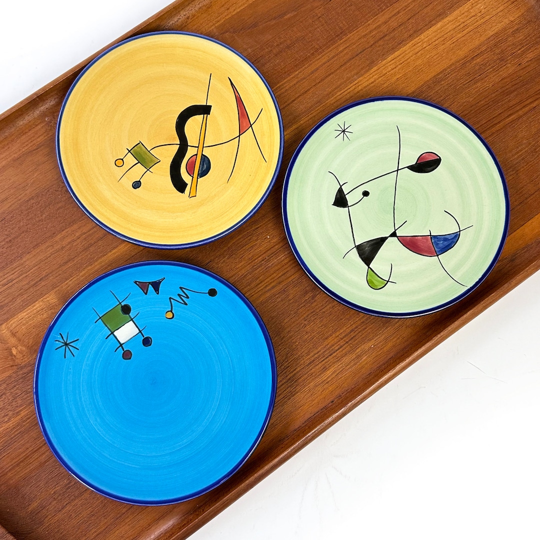 Mid Century Miró Inspired Appetizer Plates - Etsy