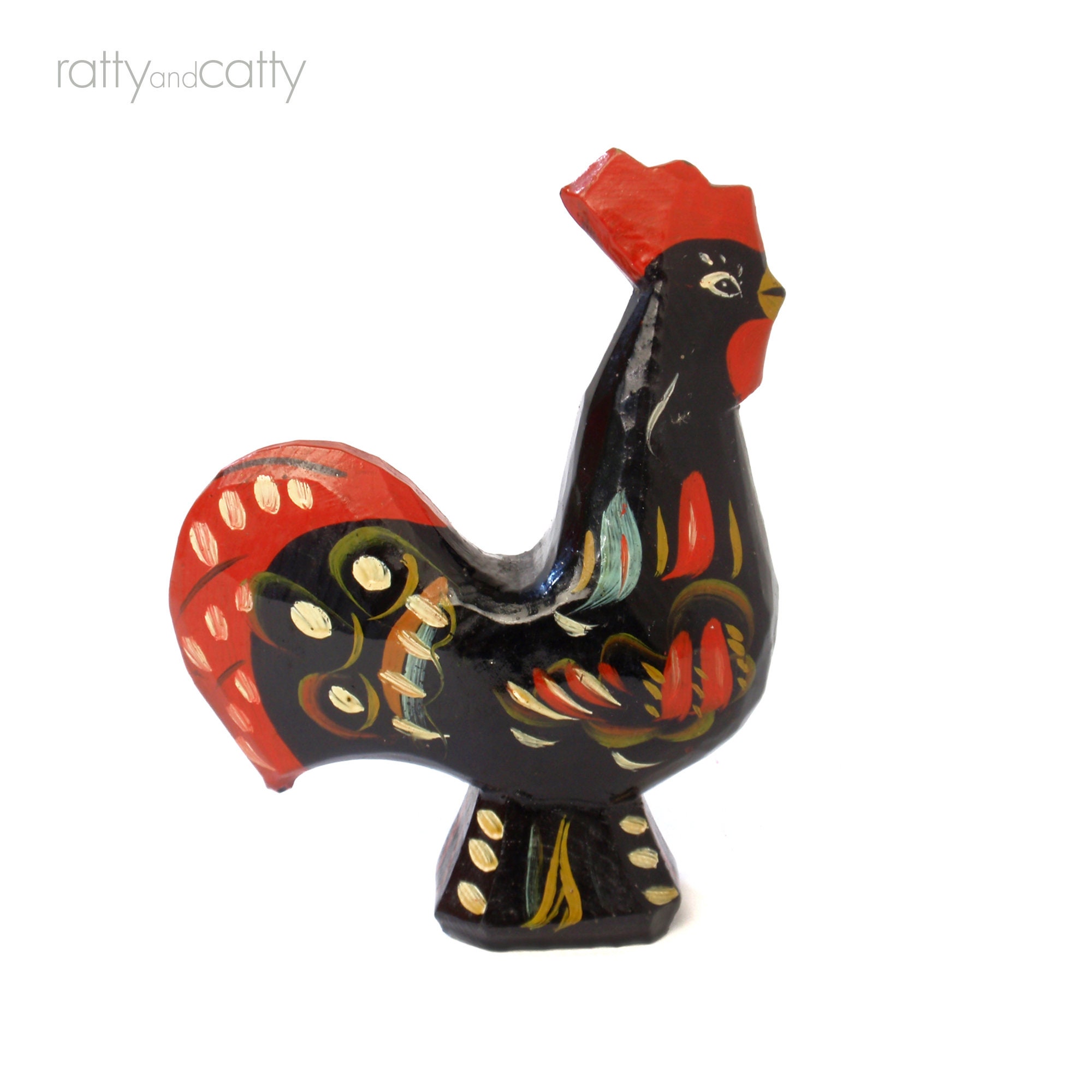 Vintage Swedish Dala Rooster Figurines Metal and Plaster Hand Painted ...