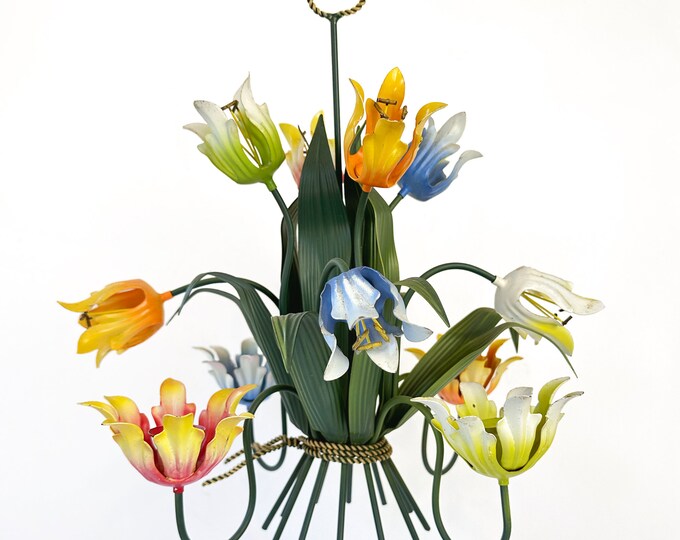 Vintage Petite Choses Tole Painted Metal Flower Candelabra or ...