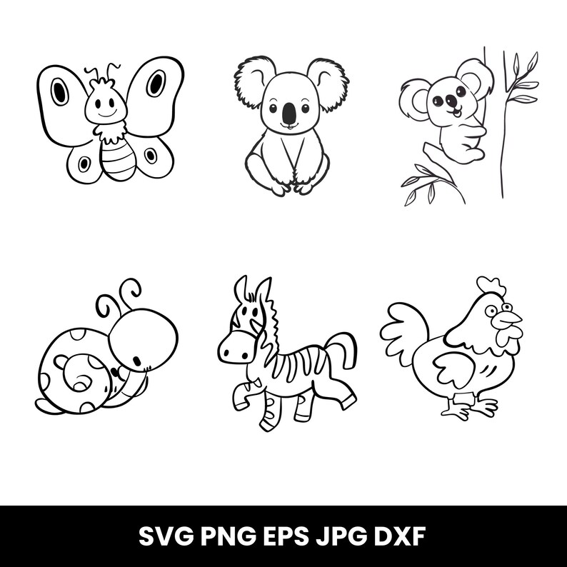 Safari Animals Outline Svg Bundle, Safari Svg, Safari Animals Png ...
