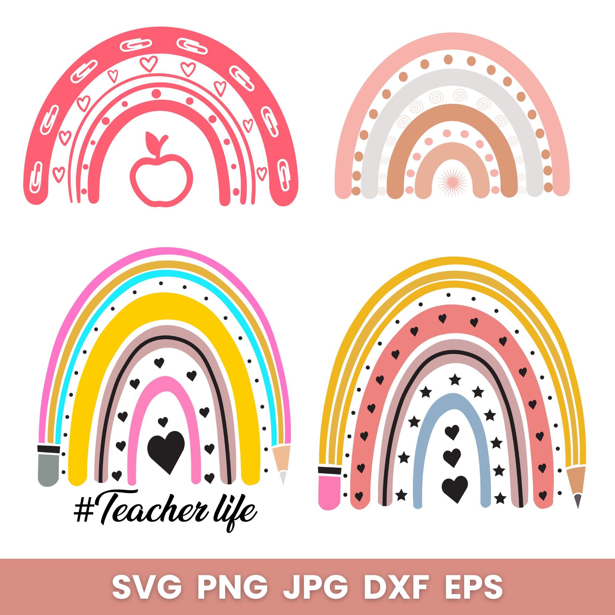 Teacher Rainbow SVG Bundle: Boho Teacher Life Designs (digital Download ...