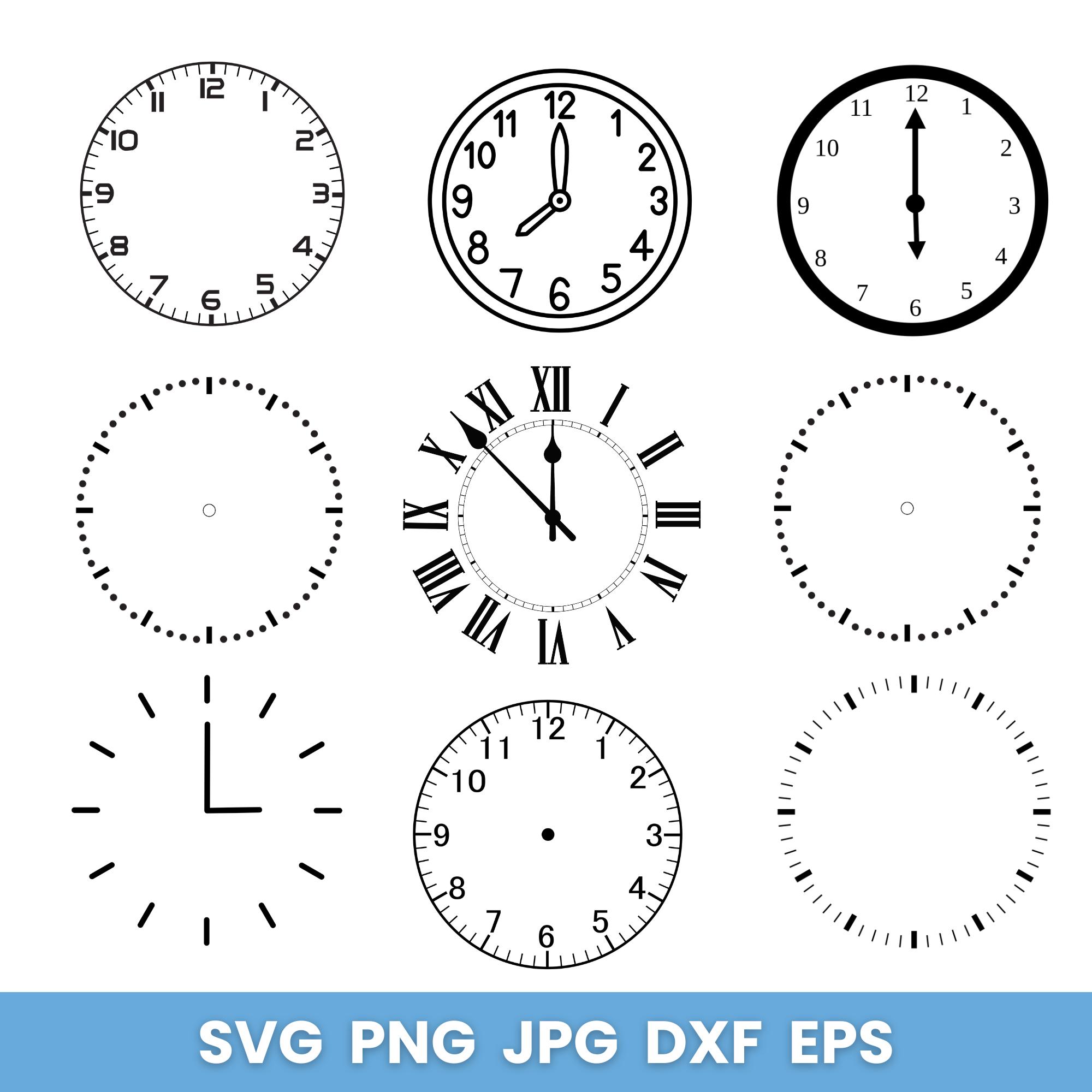 Clock Face Svg Bundle, Clock Face Png, Old Clock Face Svg, Modern Clock ...