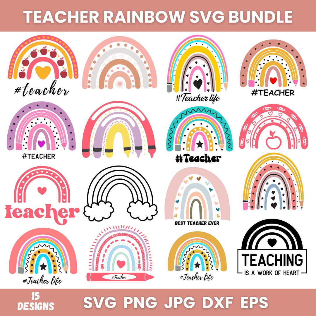 Teacher Rainbow SVG Bundle: Boho Teacher Life Designs (digital Download ...