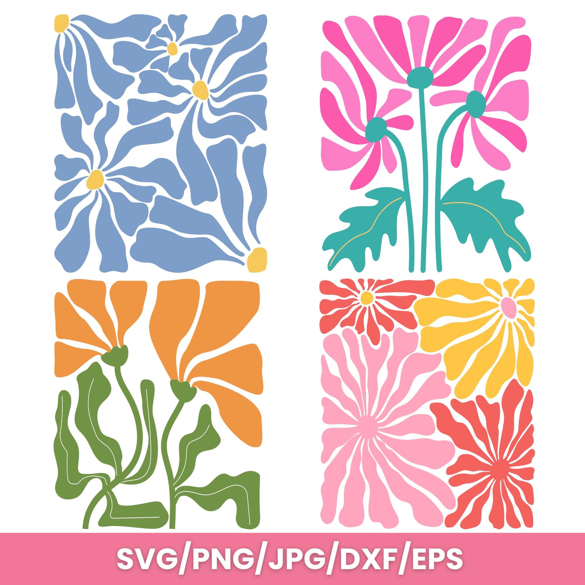 Abstract Flower SVG Bundle: Retro Floral Designs (digital Download) - Etsy