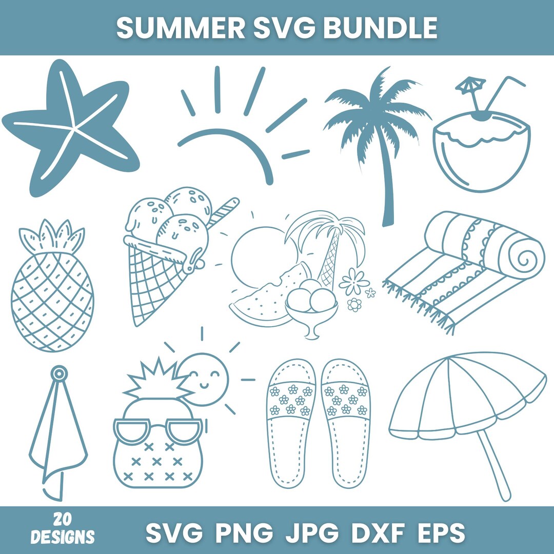 Summer Coastal Clipart Bundle, Beach Scene Elements, Ocean Png, Summer ...