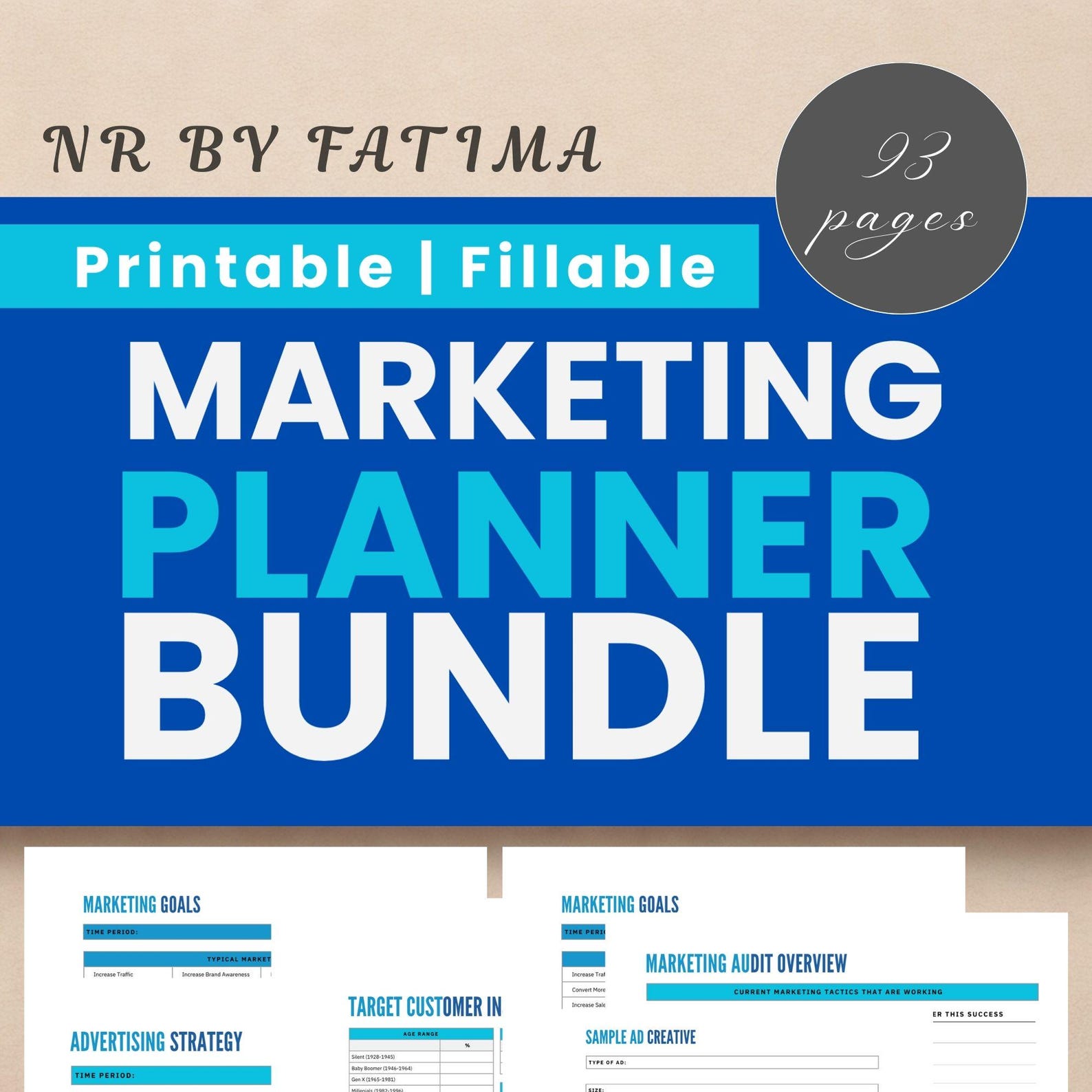 Printable Marketing Plan Template | Social Media Planner | Marketing ...