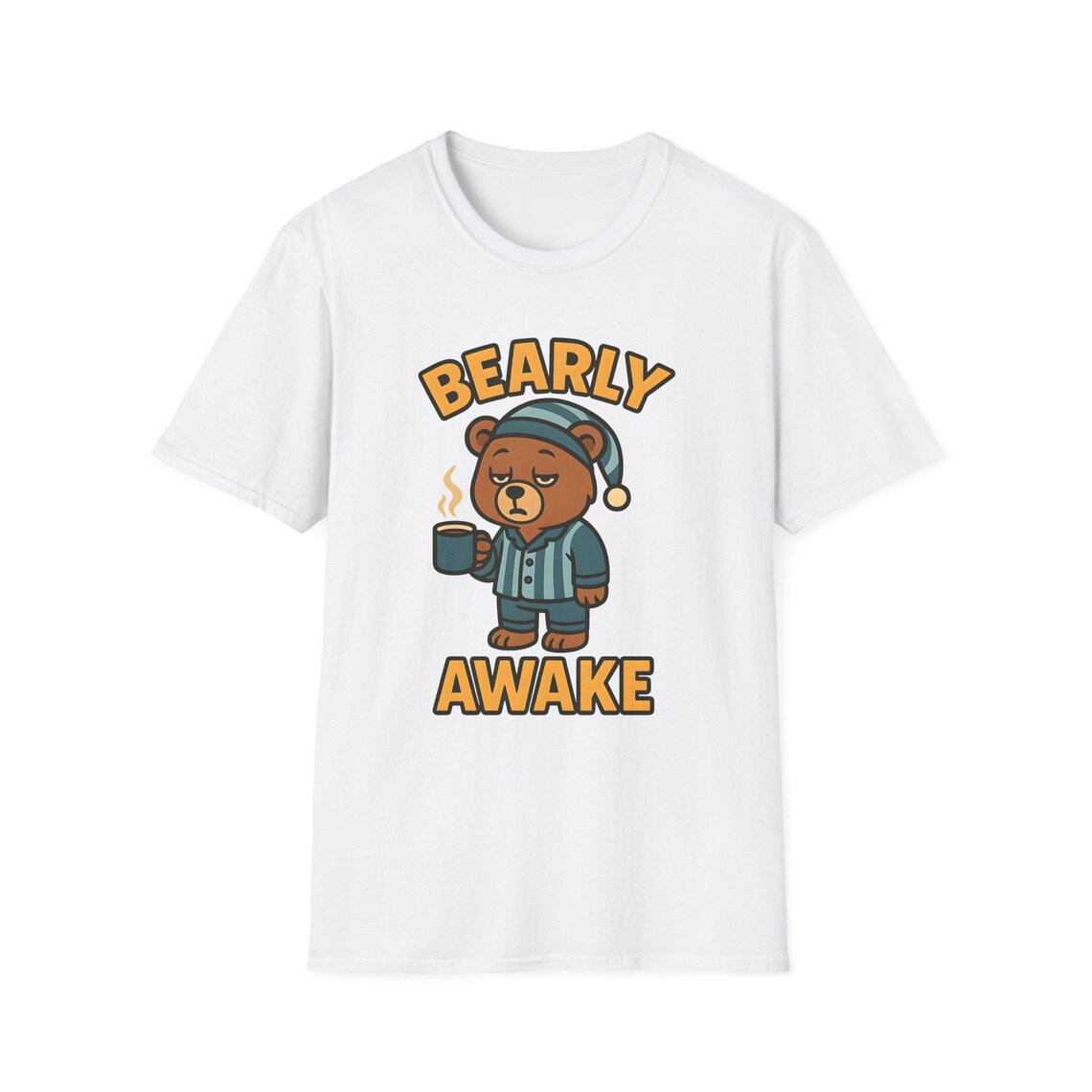 Bearly Awake Funny Teddy Bear Graphic Tee - Coffee Pajama Animal T ...