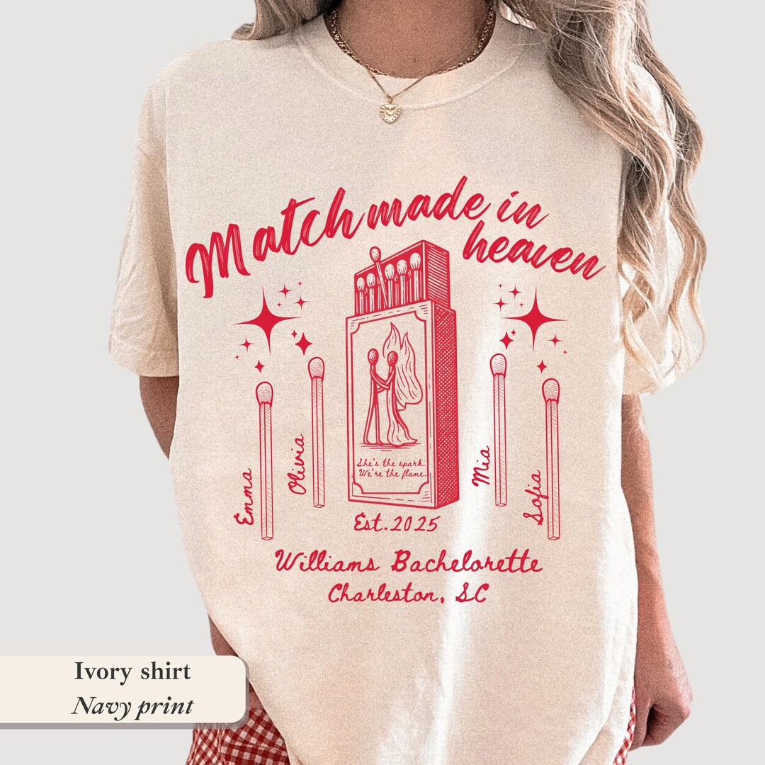 Custom Bachelorette Party Comfort Colors Tee: Match Made in Heaven - Etsy