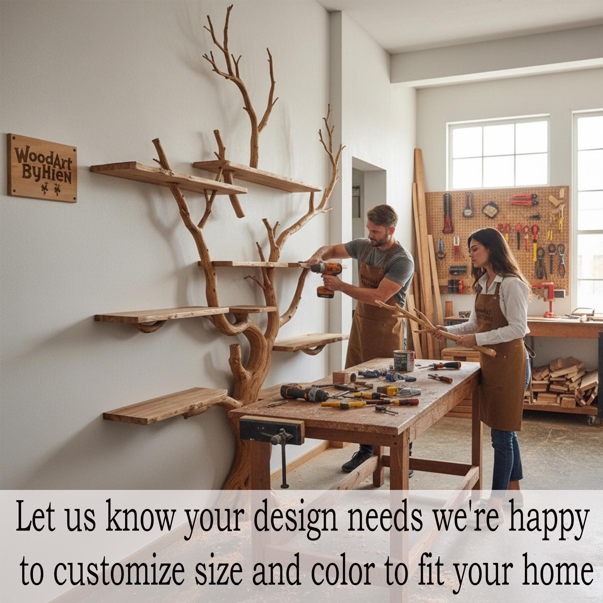 Tree Branch Book Shelf Floating Shelves Wall Mounted Reclaimed Solid ...