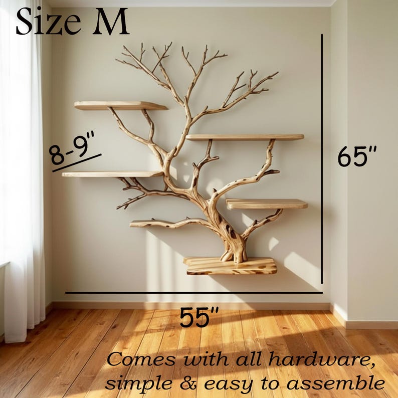 Floating Bookshelf Tree Branch Book Shelf Wall Mounted Shelf Hand ...