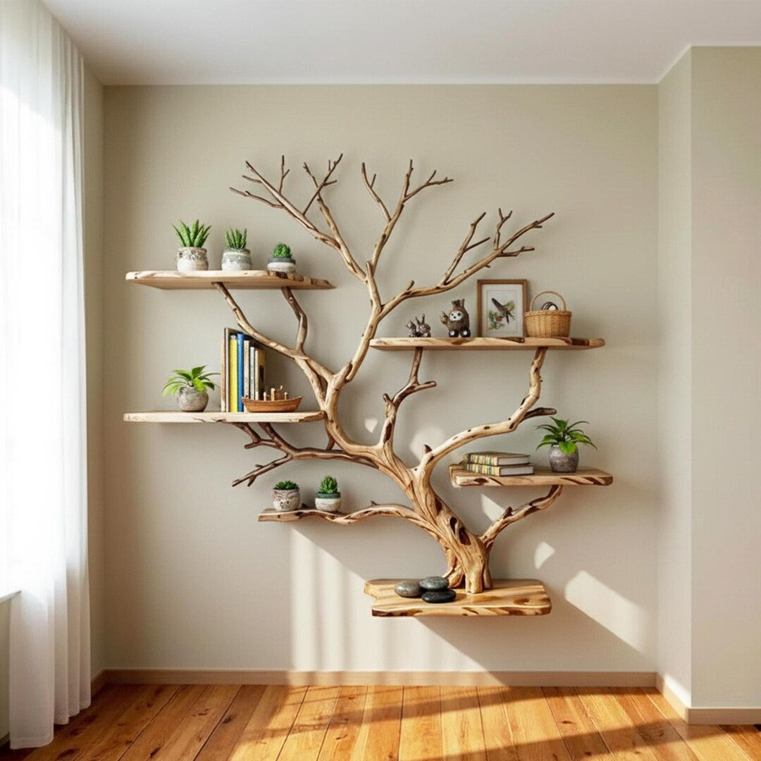 Floating Bookshelf Tree Branch Book Shelf Wall Mounted Shelf Hand ...