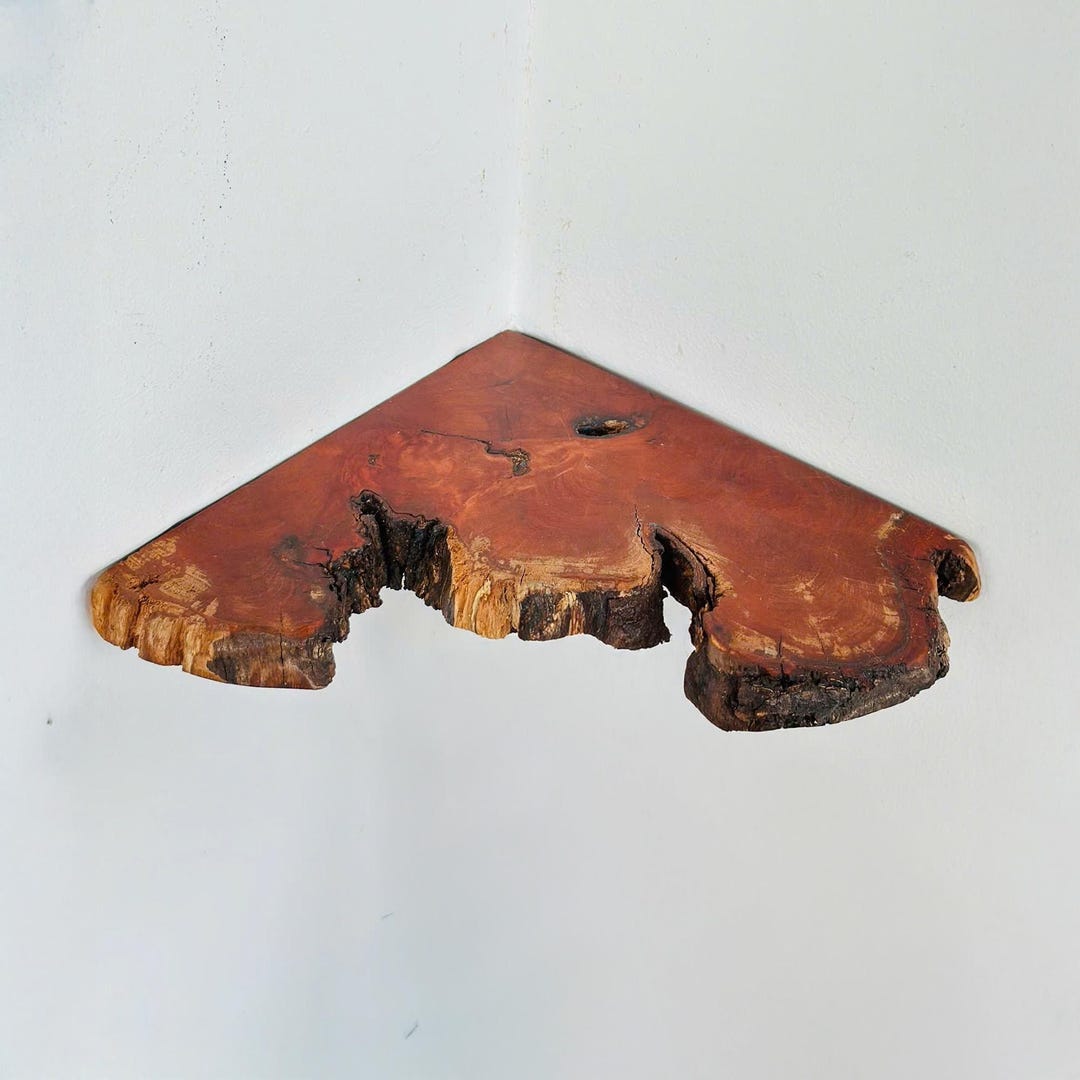 Floating Live Edge Coner Bookshelf Wall Mount Natural Solid Wood ...