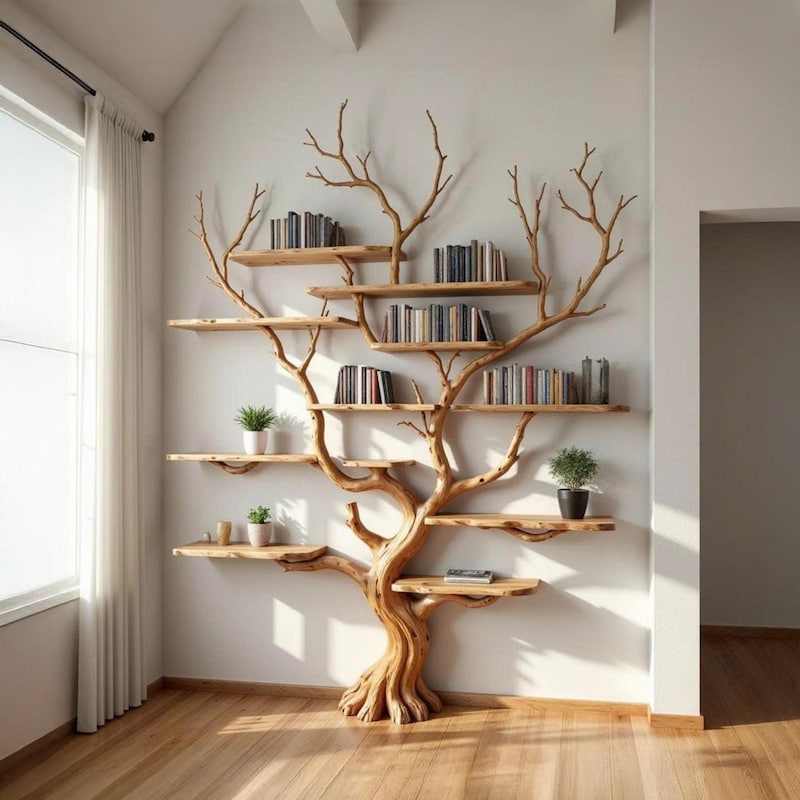 Corner Book Tree Wood - Etsy