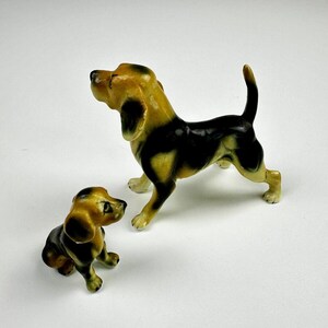 Vintage Miniature Dogs Beagle Set of 2 Hand Painted Small Tiny Animals ...