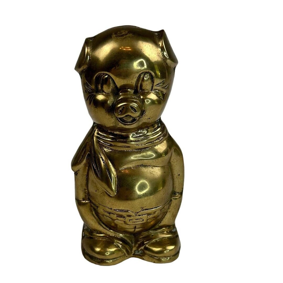 Vintage Brass Piggy Bank, Metal Pig, Farm Figurine - Etsy