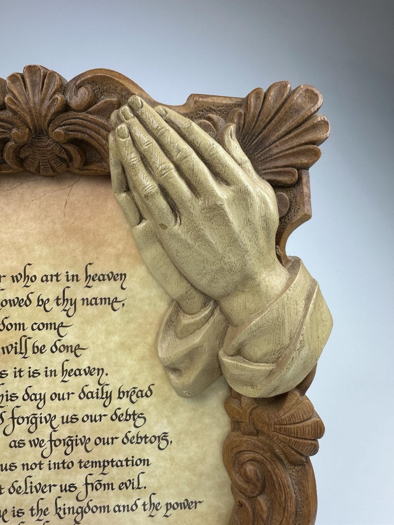Vintage Lord’s Prayer Wall Decor Plaque Resin Frame Religious Art ...