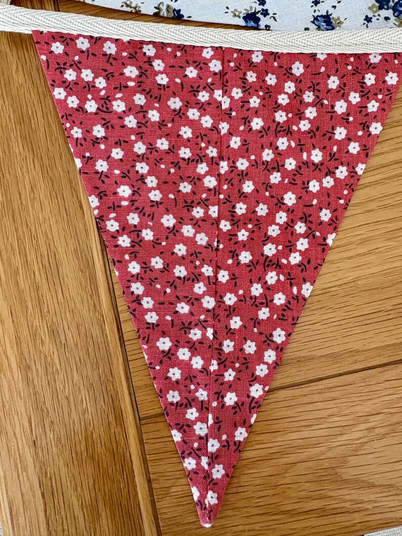 Cotton Fabric Bunting, 8 Flags, Double Sided, Handmade, Washable ...