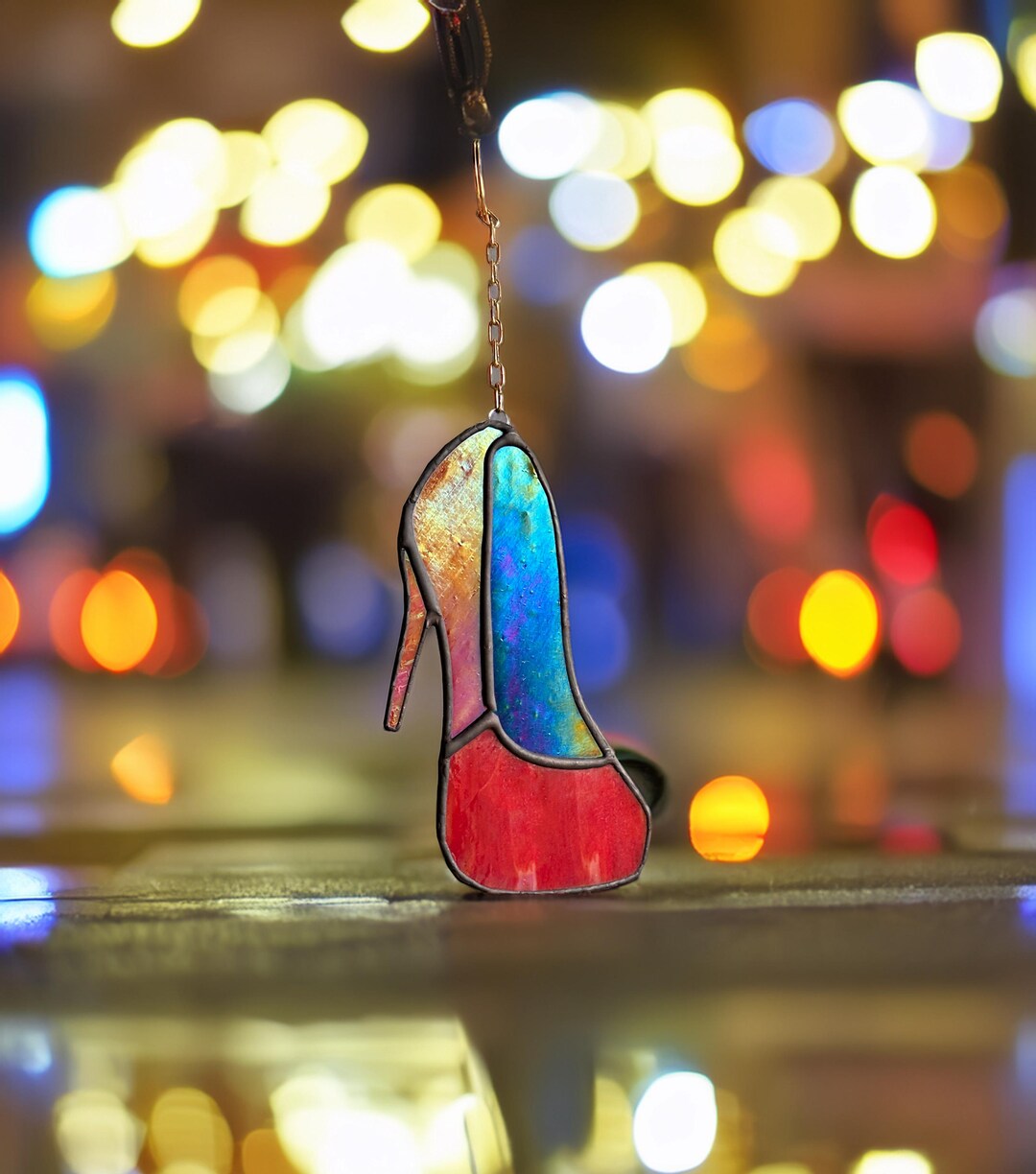Iridescent High Heel Stiletto Pumps Suncatcher | Stained Glass Art Deco ...